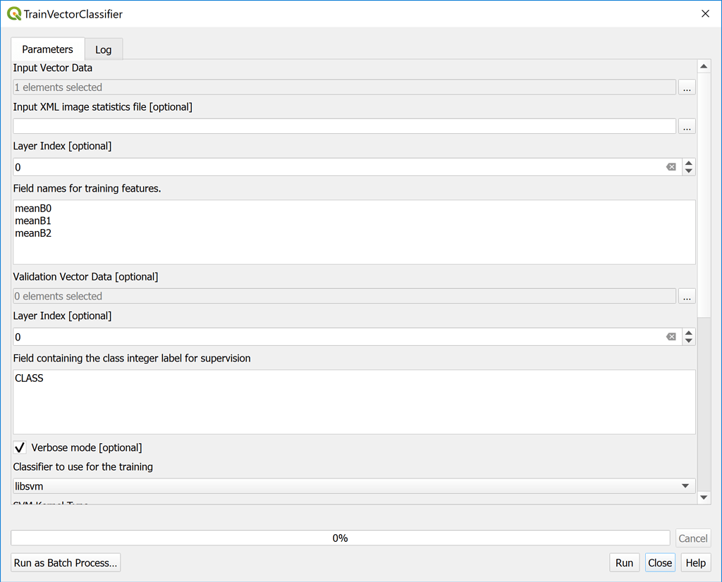 Correct format for 'field names for training features' using TrainVectorClassifier - OTB Usage ...