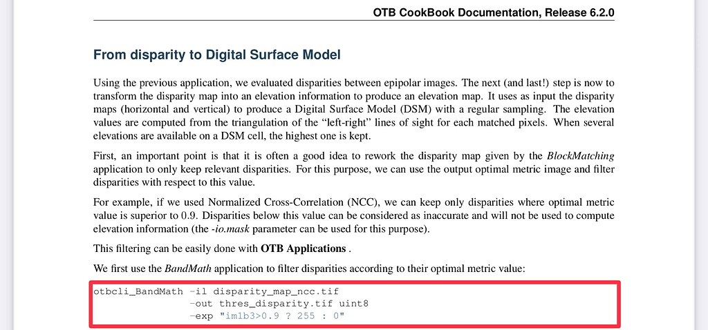 Bandmath filter disparities cannot run in qgis - OTB Usage - Orfeo Toolbox forum